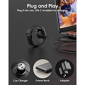 2-Pack Watch Charger Compatible with Apple Watch Charger, USB-C Portable Fast Magnetic Wireless Charging Cable Compatible for iWatch Series Ultra 8 7 6 5 4 3 2 1 SE SE2,Black