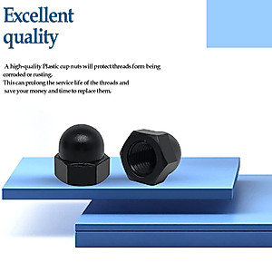 M8-1.25mm Acorn Hex Cap Nut,Dome Cap Head Nuts Nylon Hexagon Decorative Crown Cap Fasteners,Black Tone 30pcs