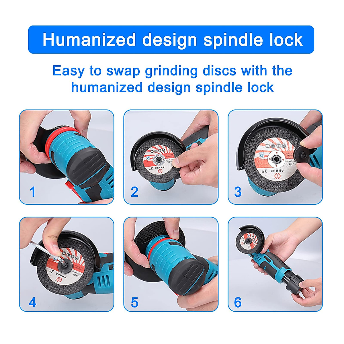 Weytoll Mini Angle Grinder, 19500rpm Electric Grinding Tool Mini Grinder Handheld Cutter,with 1pcs 12V 3900mAh Battery & 2pcs Discs for Cutting Polishing Ceramic Tile Wood Stone Steel