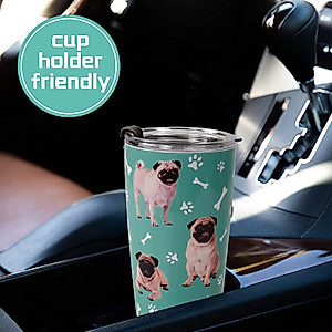 Pug Gifts- 20 Oz Stainless Steel Tumbler - Dog Lover Gifts - Gifts For Dog Mom, Dog Owner, Women, Girls, Friends, Daughters, Coworkers - Pug Tumbler