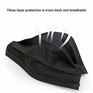 100 Pcs Black Disposable Face Masks - Adults Protective Masks, 3 Ply Breathable Non-Woven Face Mask