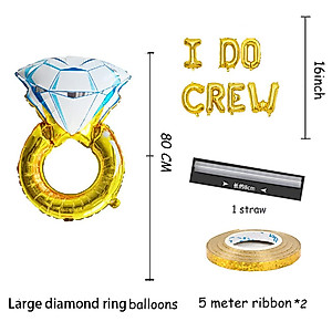 KUNGOON I Do Crew Balloons Banner,I Do Engagement Party Sign,Ring Theme Bridal Shower/Bachelorette/Wedding/Anniversary Party Supplies Decorations. (Gold)