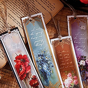 Retro Flower Letters Themed Collection Paper Bookmarks for Books Stationery Creative Book Page Marker Stationery Supplies 30Pieces