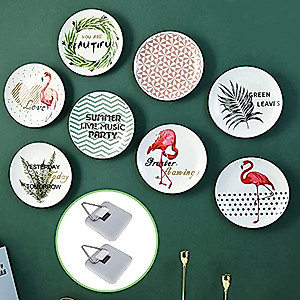 Upgraded Adhesive Plate Hanger,YuCool 40 Pcs Invisible Vertical Holders for Pictures Wall Decor Photos