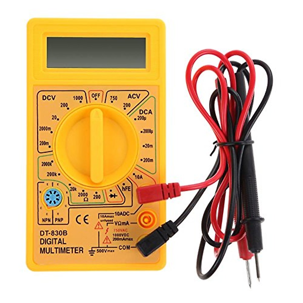 LCD Digital Multimeter Tester Meter Voltmeter Ammeter Ohm DT830B Yellow