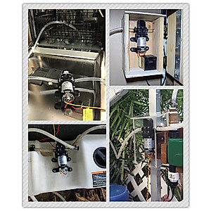 bayite 12V DC Fresh Water Pressure Diaphragm Pump with Hose Clamps Self Priming Sprayer Pump with Pressure Switch 4 L/Min 1.0 GPM 80 PSI for RV Camper Marine Boat