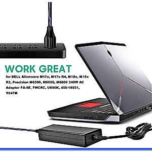 240Watts Laptop Charger for Dell Alienware R1 R2 R3 R4 R5 X15 X16 X17 M17 M17X X17-R2 M15 M18X G5 G7 Gaming Laptops Supply Power Adapter Cord