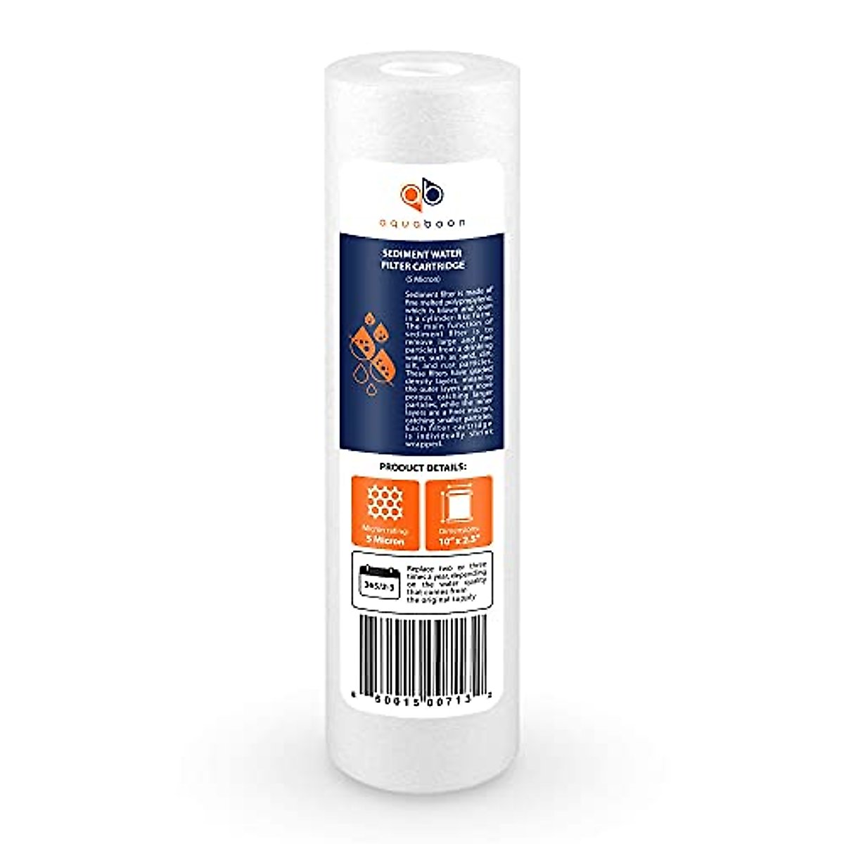 Aquaboon 10" x 2.5" Replacement Water Filter Set of 1 Carbon and 1 Sediment, 5 Micron 10 inch Cartridges, Compatible with DWC30001, WFPFC8002, FXWTC, WHEF-WHWC, WHKF-WHWC, Pentek DGD, RFC