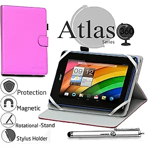 Navitech 7" Purple Case/Cover with 360 Rotational Stand & Stylus Pen Compatible with The Kindle Fire HD 7", HD Display, Wi-Fi, 8 GB/Kindle Fire HD 7", HD Display, Wi-Fi, 16 GB
