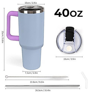 Puffins Bird 40 Oz Car Cup Stainless Steel Travel Mug Leak-Proof Insulated Tumbler with Handle Violet-style