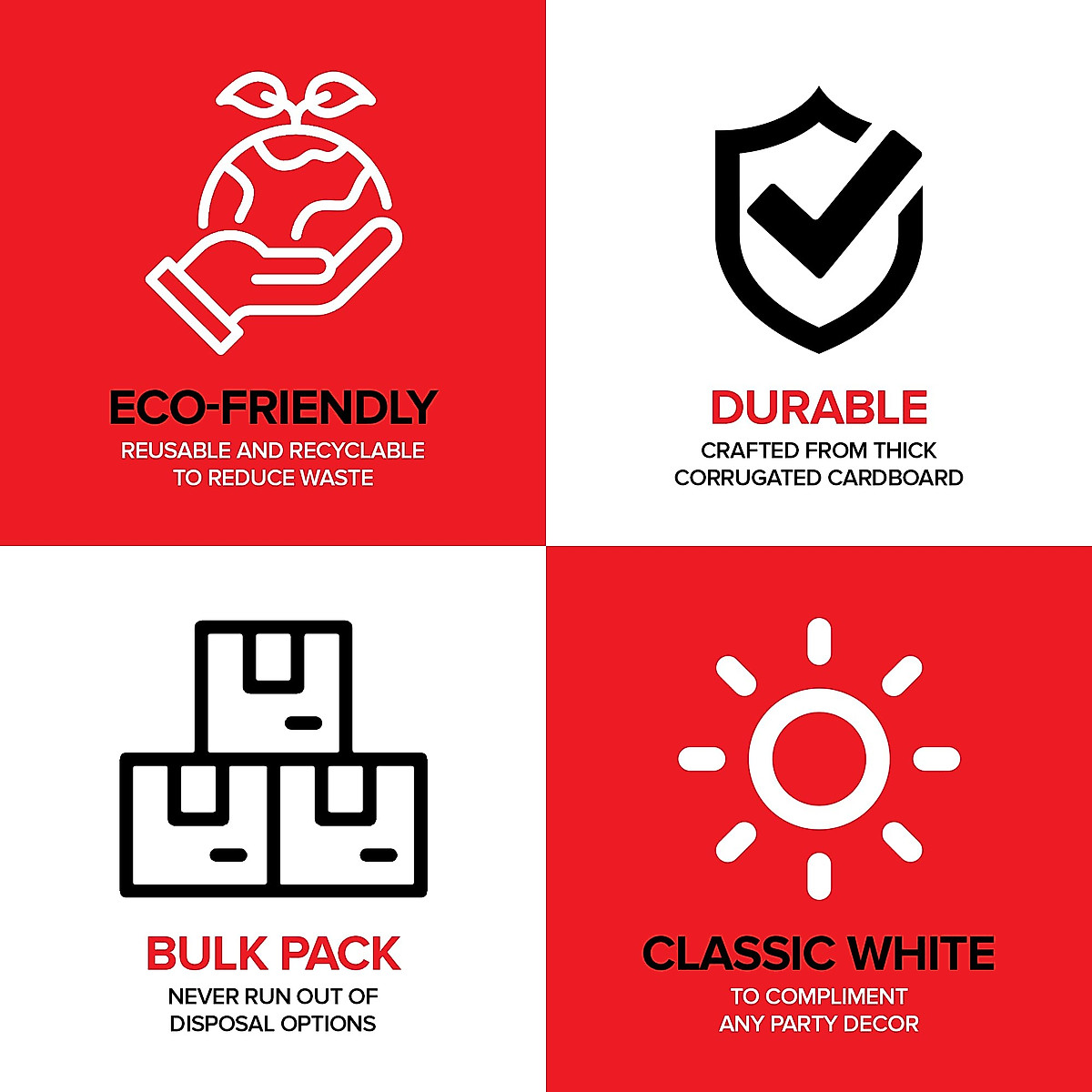 40 Gallon Disposable Cardboard Trash Cans for Events (10 Count), Disposable Trash Cans for Parties and Weddings, 40 Gallon Trash Can for Garbage and Recycling, Pop Up Style with 20 Liners Included