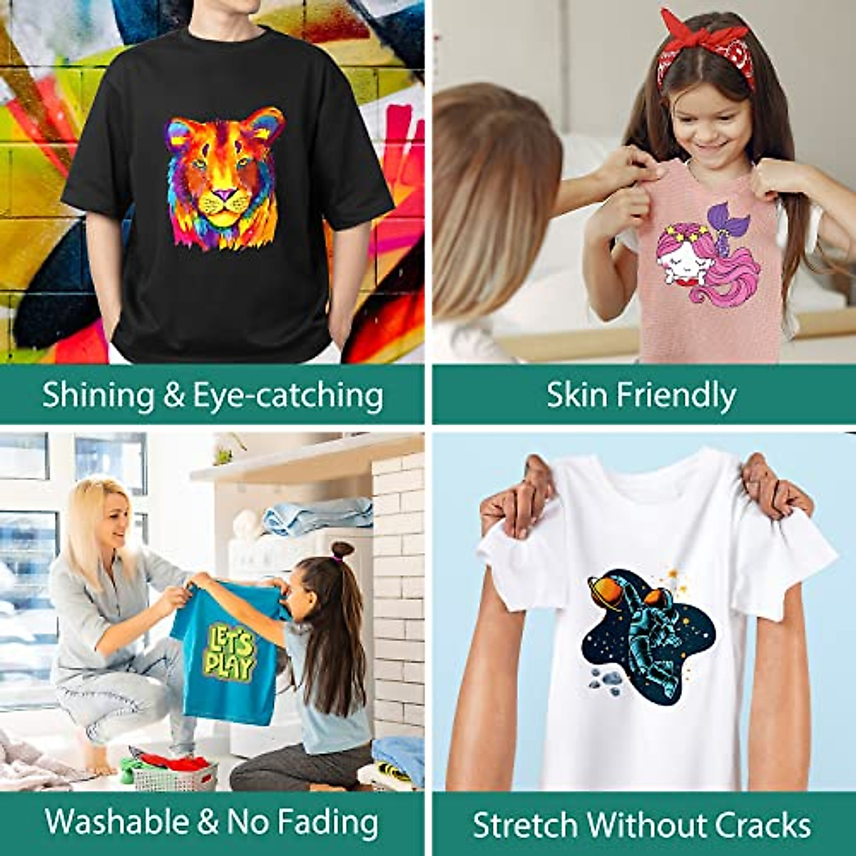 OFFNOVA Glitter DTF Transfer Film, 11.7" x 16.5"- 30 Sheets A3 PET Heat Transfer Paper Direct to Film Printing for All Fabrics and Color T-Shirts Textile