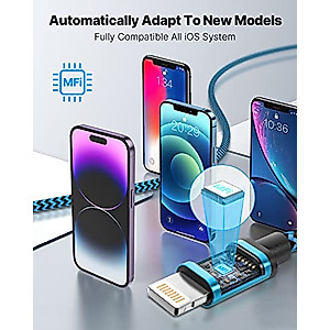 iPhone Charger Cord MFi Certified 3Pack 6ft Lightning Cable Fast iPhone Charging Cable Nylon Braided Data Sync Transfer Cord Compatible iPhone 14 13 12 11 Pro Max XR XS X 8 7 6 Plus 5s SE, iPad