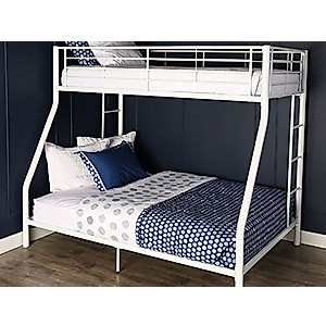 Walker Edison Dunning Urban Industrial Twin over Double Metal Bunk Bed, Twin over Double, White