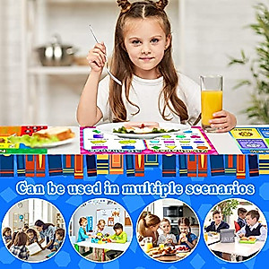 Educational Preschool Placemats for Kids Set of 6 Reusable Plastic Toddler Placemat Non Slip Washable Children Montessori Eat Table Mat for Nursery Homeschool Kindergarten Classroom Dining Table