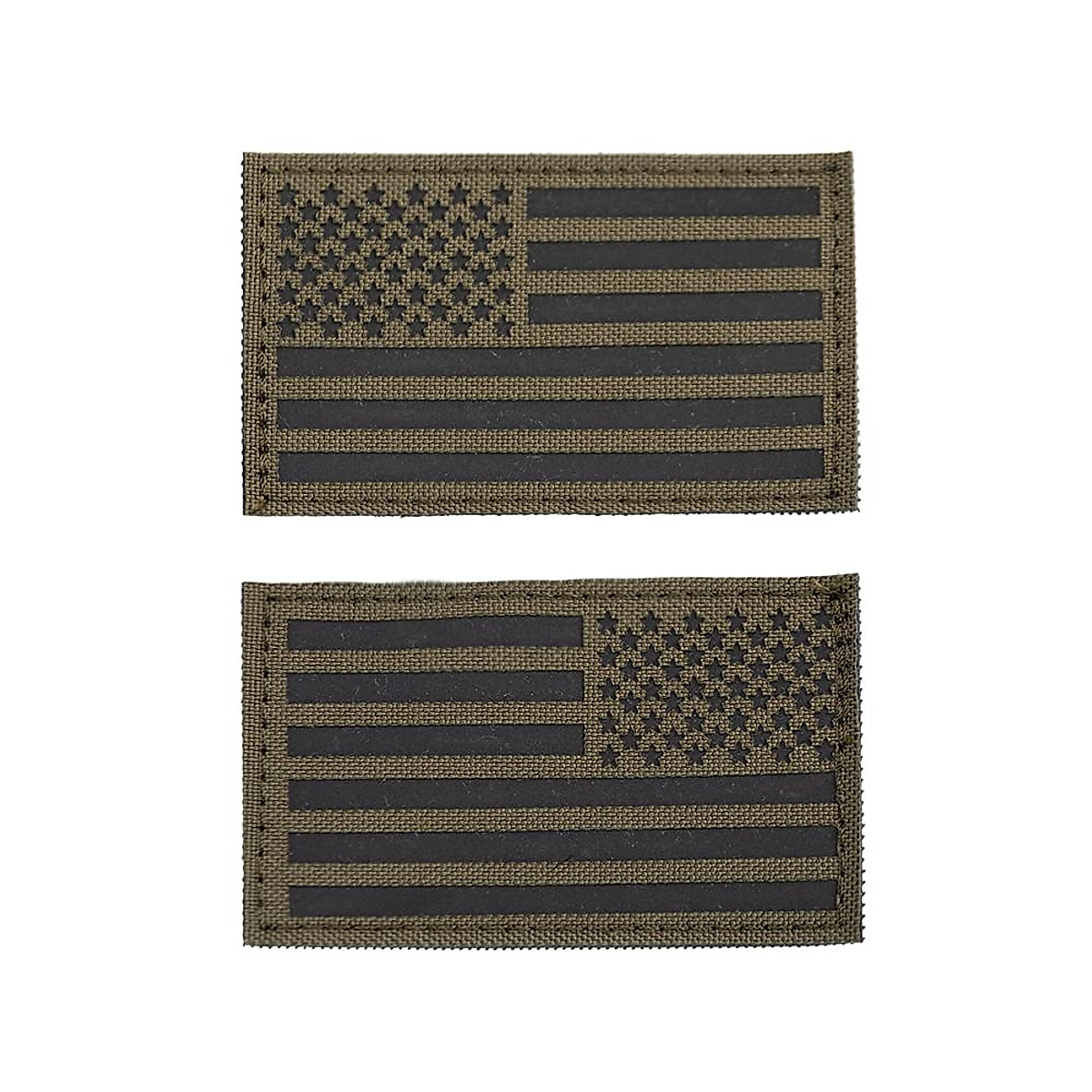 EXCELLENT ELITE SPANKER 2 Pcs American Flag Patch Reflective USA Flags Patches PVC Tactical Patch for Backpack Vest Clothes Hat Patch Military Team Patch (Ranger Green)