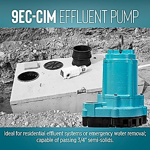 Little Giant 9EC-CIM 115-Volt, 4/10 HP, 4200 GPH Manual Cast Iron Sump/Effluent Pump with 20-Ft. Cord, Blue, 509805