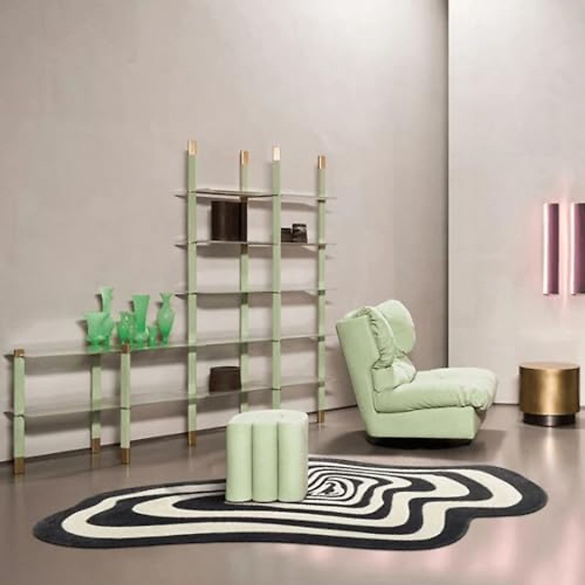 Black and White Abstract Striped Irregular Shape Area Rug 3ft Faux Wool Ultra Soft Rug for Livingroom Bedroom Diningroom Aesthetic Home Office Decor Playroom Carpet