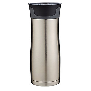 Contigo West Loop Stainless Steel Vacuum-Insulated Travel Mug with Spill-Proof Lid, Keeps Drinks Hot up to 5 Hours and Cold up to 12 Hours, 16oz Steel/Black