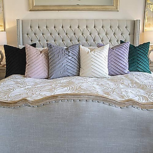 Thro by Marlo Lorenz Velvet Pillow, 1 Count (Pack of 1), Soft White