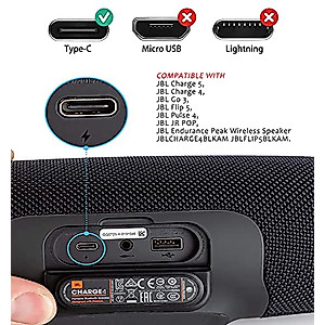 Replacement Charging Power Supply Cable Cord Line for JBL Charge 4, JBL Flip 5, JBL Pulse 4, JBL JR POP, JBL Endurance Peak Wireless Speaker