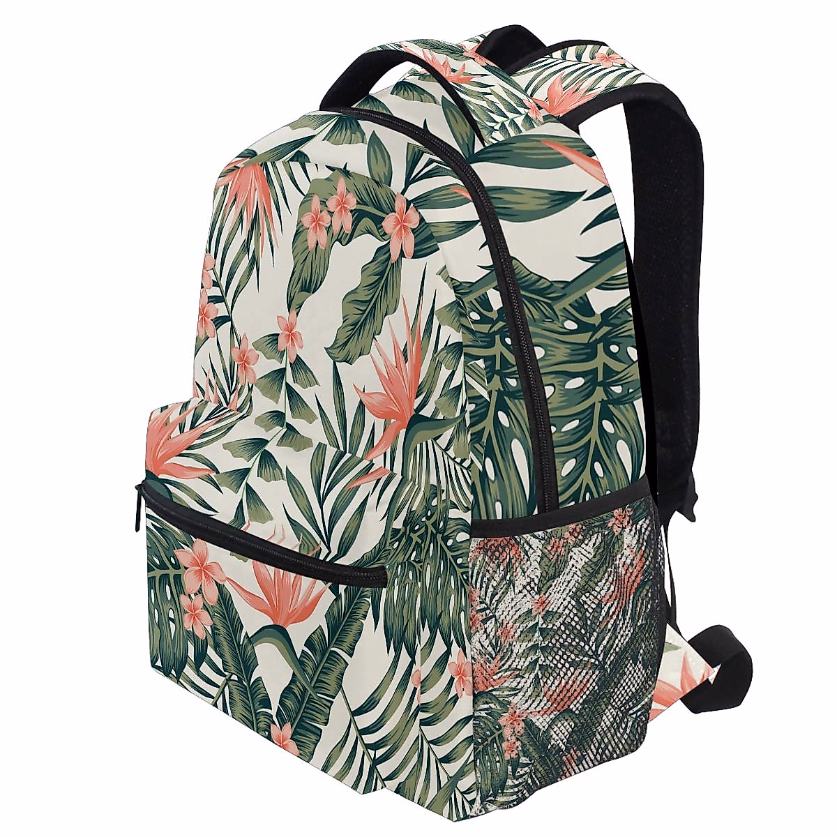 Oarencol Tropical Palm Leaves Flower Backpacks Pink Florals School Book Travel College Shoulder Bag for Women Girls Men Boys