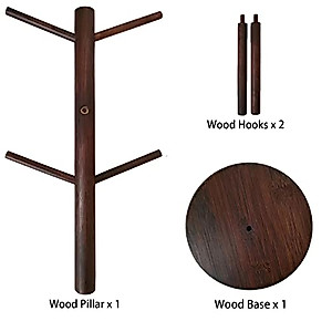 Dorhors Coffee Mug Holder,Coffee Mug Tree,Coffee Organizer Station with 6 Hooks,Wood Coffee Mug Holders for Counter,Coffee Bar Accessories and Decor,Walnut