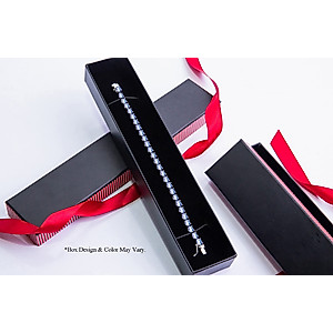 B. BRILLIANT Sterling Silver Oval-cut Genuine Natural Tanzanite Tennis Bracelet for Women with Gift Box