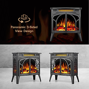 Havato Electric Fireplace 25" with Remote Control, Adjustable Realistic Flame, 2 Heating Modes, Sleep Timer, Overheating Protection. Ideal for Indoor Electric Fireplace Stove, Infrared Heater, Grey