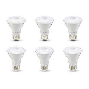 Amazon Basics PAR20 LED Light Bulb, 50 Watt Equivalent, Energy Efficient 7W, E26 Standard Base, Warm White 3000K, Dimmable, 10,000 Hour Lifetime , 6-Pack