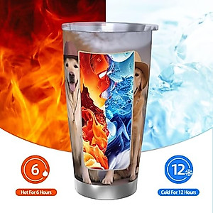 Golden Retriever Dogs Puppies 20oz Stainless Steel Tumbler With Lid And Straw, Double Wall Vacuum Insulated Coffee Mug Travel Cups Leak-Proof Lid For Hot And Cold Drinks, Metal Straws And Brush