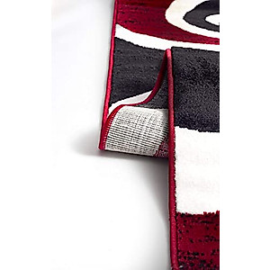 Msrugs Area Rugs, 5x7 Frize Collection Modern Red Black White Area Rug, Contemporary Geometric Carpet for Living Room and Bedroom