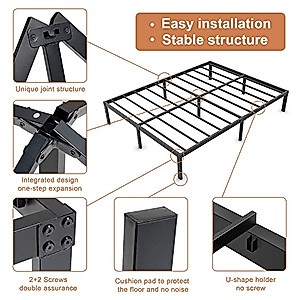 Umyder Queen Size Bed Frame with Steel Slats Support,Sturdy and Durable No Box Spring Needed 14 Inch High Metal Iron Platform Bedframes Black Heavy Duty 3500lbs,Noise Free,Easy Assembly