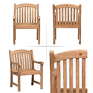 Amazonia SC SUMBAWAARM Newcastle Patio Armchair | Certified Teak | Ideal for Outdoors, 23Lx25Wx35H, Light Brown