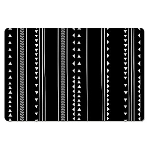 Bohemian Geometric Antifatigue Kitchen Bath Door Mat Cushioned Runner Rug,Washable Welcome Floor Sink Mat,Boho Style Stripes Triangle Black Waterproof & Non-Slip Comfort Standing Doormat,18"x30"