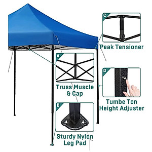 10x10 Pop Up Canopy Tent,Outdoor Canopy Tent,Portable Waterproof Canopy Folding,Commercial Instant Shelter Tent Adjustable Canopy Tent with Portable Bag Lightweight Anti UV Party Tent(Blue)
