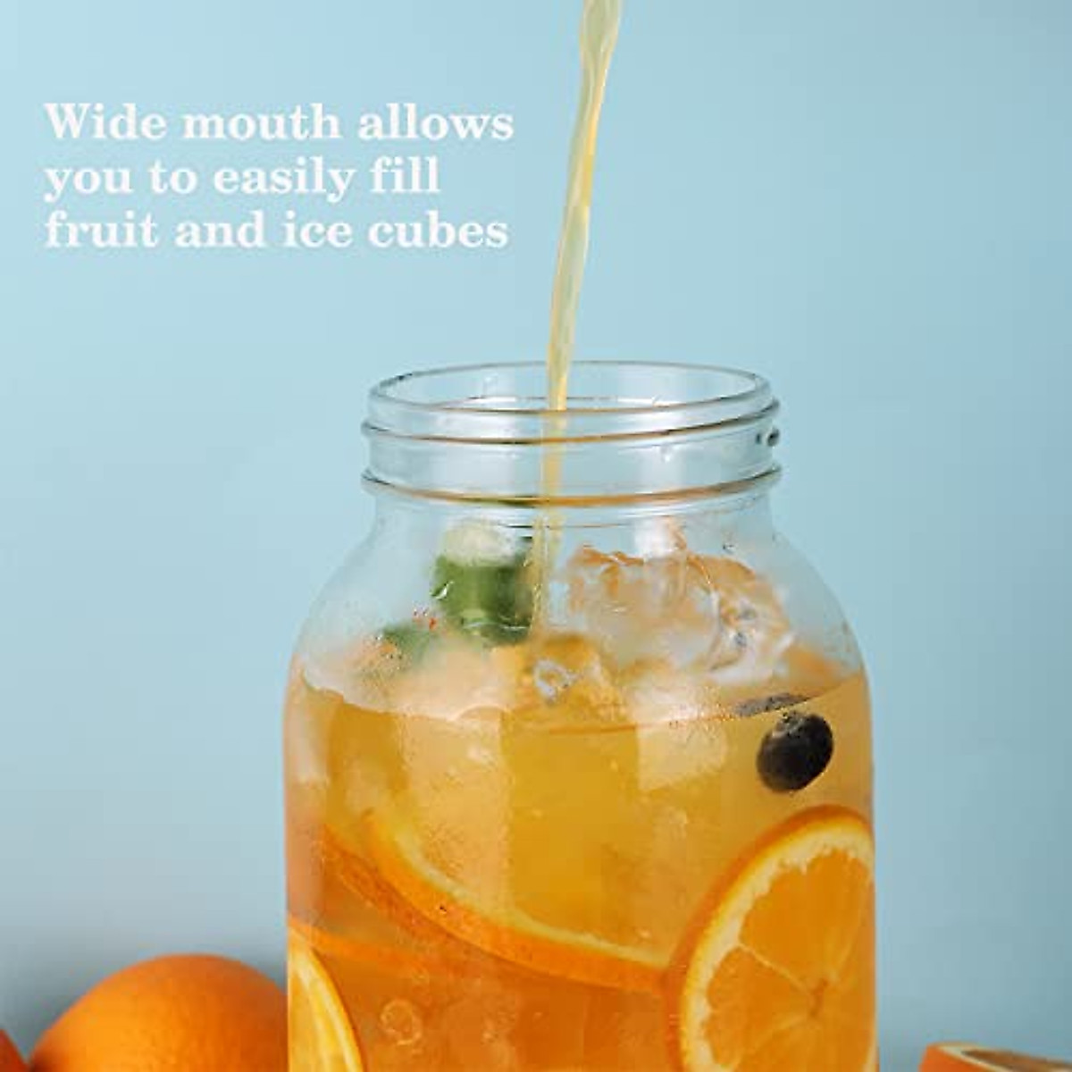 CUCUMI 3pcs 64oz Wide Mouth Glass Mason Jar Pitcher, 2 Quart Heavy Duty Glass Pitcher with Lid and Spout for Cold Brewed Tea, Juice, Coffee, Milk