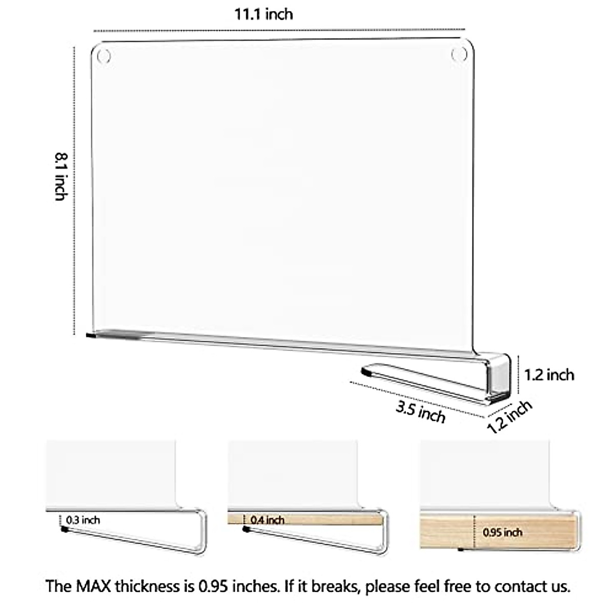HBlife 12 Pack Clear Shelf Dividers, Vertical Purse Organizer for Closet Perfect for Sweater, Shirts, Handbags in Bedroom and Kitchen, Adjustable Acrylic Bookshelf for Organization
