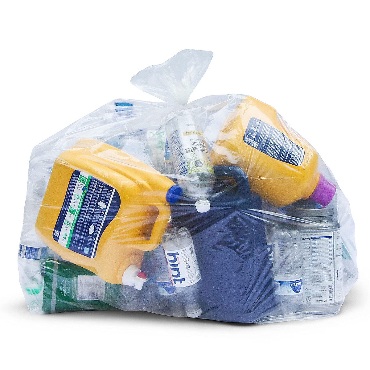 Tasker 64-65 Gallon Clear Trash Bags, Clear Recycling Bag (Huge 120 Count) 60 Gallon Clear Extra Large Recycling Garbage Bags