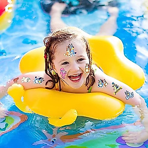 9 Sheets Temporary Tattoos Stickers for Kids, Blue Party Supplies Party Favors Cartoon Fake Tattoos Stickers Party Decorations for Kids Party Gifts Birthday Decorations Party Game Rewards