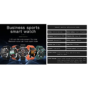 KRG Kerunga Business Sports Smart Watch Compatible with iPhone and Android/with Bluetooth Calling/Heart Rate/Sleep Tracker/IP67 (Black Silicone Strap Style, KRG-K29, 10*1.8*0.5inch