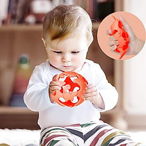 Baby Teething Toys for 3+ Months, Dinosaur Teethers for Babies, Safe Baby Teether Ball, Baby Teething Pacifier, Soft and Durable Teething Balls, (Red)