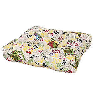 XSlive Square Chair Pads Cushion Boho Printed Soft Thick Seat Cushion for Floor Home Kitchen Office Chair (20"×20"×4",Owl)