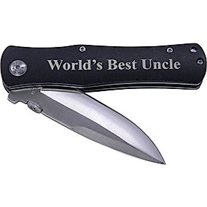 World's Best Uncle Folding Pocket Knife - Great Gift for Birthday or Christmas Gift for uncle (Black)
