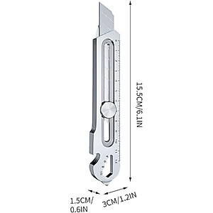 7 in 1 Mutipurpose Utility Knife, 18mm Heavy Duty Stainless Steel Utility Knife, Multi Purpose Utility Knife, Retractable Snap Blade Utility Knife for Office, Home (2 PCS)