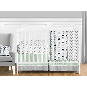 Sweet Jojo Designs Grey, Navy Blue and Mint Woodland Arrow 11 Piece Baby Boy or Girl Crib Bed Bedding Set