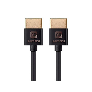 Monoprice HDMI High Speed Cable - 4 Feet - Black, 4K@60Hz, HDR, 10.2 Gbps, 36AWG, YUV 4:2:0 - Ultra Slim Series