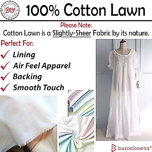 Barcelonetta | Cotton Lawn Fabric | Lining Fabric | 100% Cotton | Thin | 58" Wide | Sewing, Air Feel Layer | Cloth, Solid (Beige, 2 Yard)