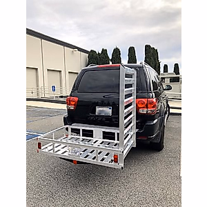 MaxxHaul 80779 50" x 29.5" Trailer Hitch Mount Aluminum Cargo Carrier With High Side Rails With 47" Ramp For RV's, Trucks, SUV's, Vans, Cars - 500 lb. Capacity