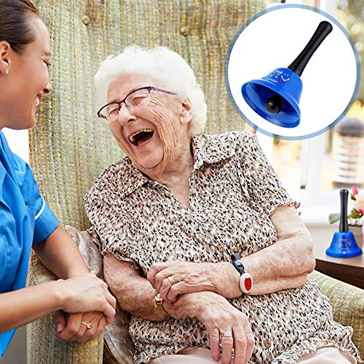 2 Pieces Ring for Nurse Bell Nurse Hand Call Bell Patient Alerting Bell Hand Ringing Alarm for Calling Attention Care Assistance Emergency